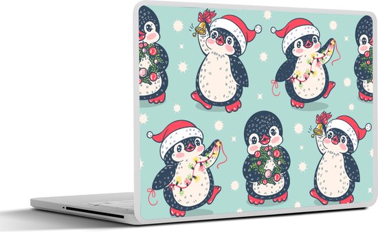 Laptop sticker - 14 inch - Pinguïn - Lichtsnoer - Kerstkrans - Patronen - 32x5x23x5cm... | bol