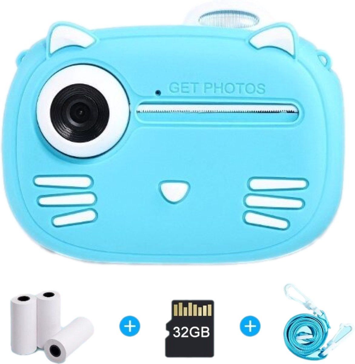 Digitale Kindercamera Minibear Instant Print - 40MP - Blauw - Kinder ...
