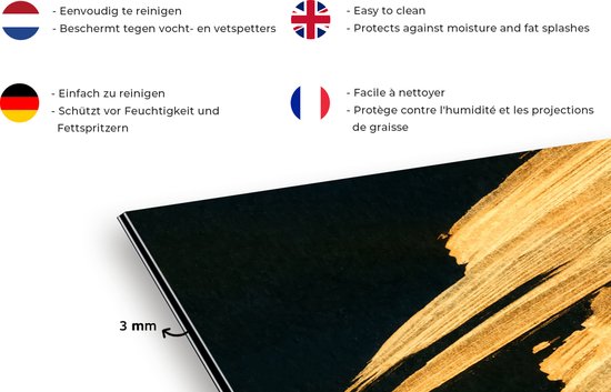 Spatscherm keuken 120x80 cm - Kookplaat achterwand Goud - Verf ...