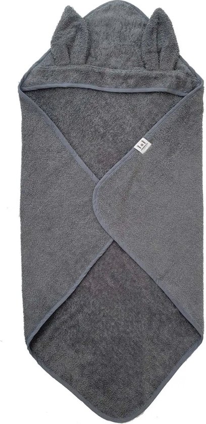 Grijze Badcape / Handdoek / Omslagdoek Capuchon en Konijnenoren 100% ...