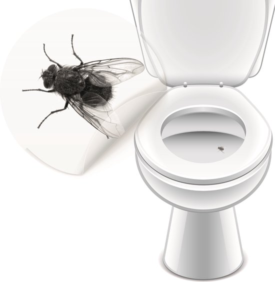 4 Plasstickers Vlieg - Toiletstickers voor Mannen - Houd je WC schoon ...