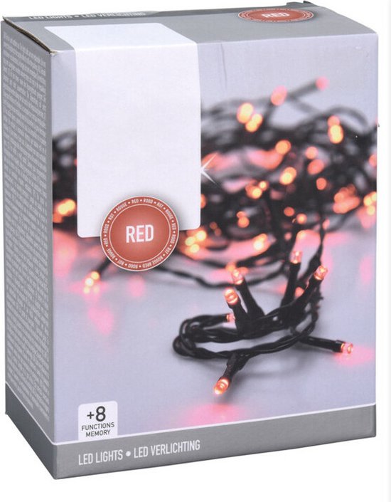 Kerstverlichting - lichtsnoer - rood licht - 6 m - zwart snoer - LED | bol