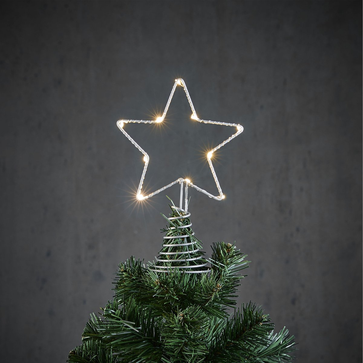 Kerstboom piek - ster - met licht - zilver - H22 x D13 cm | bol.com