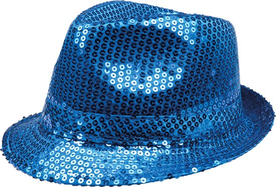 Hoed Popstar - Pailletten - Blauw - Disco - Glitter Hoed - One Size ...