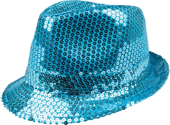 Hoed Popstar - Pailletten - Blauw - Disco - Glitter Hoed - One Size ...