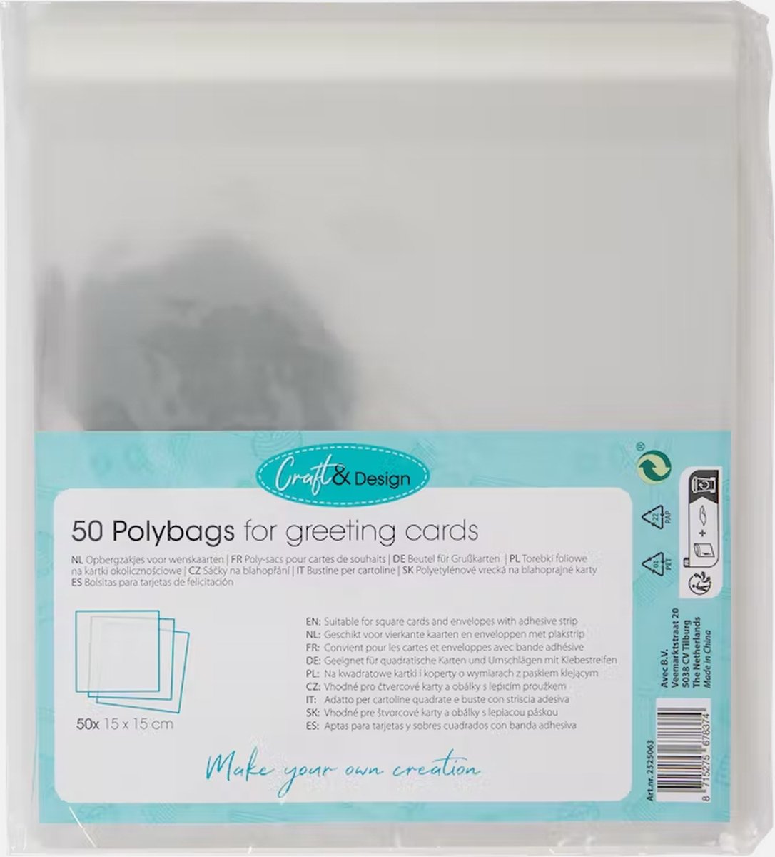 Craft & Design - Opbergzakjes voor wenskaarten / kerstkaarten - 15 x 15 | bol.com