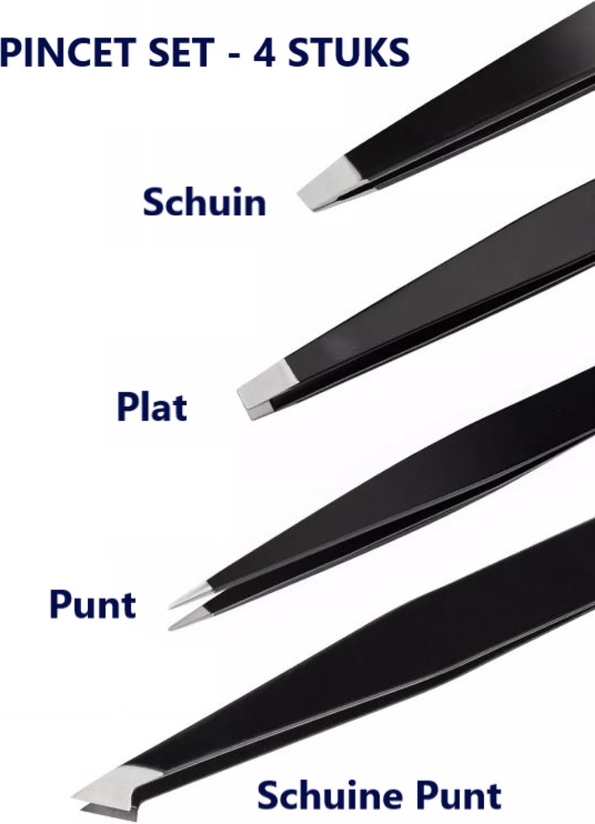 Medies - professionele epileer pincetten set met 4 pincetten | pincet ...