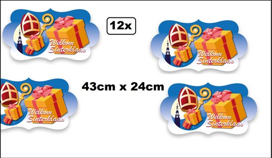 12x Welkom bord Sinterklaas 43 cm - Feestbord Sint en Piet welkomst bord Sinterklaas | bol