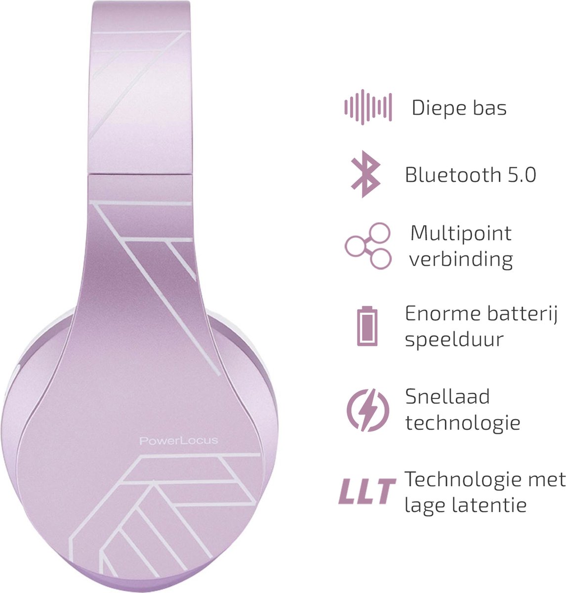 PowerLocus P2 Draadloze Over Ear Koptelefoon - Bluetooth 5.0 - Deep ...