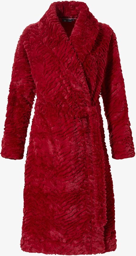 Badjas imitatie bont – fake fur – dik & warm – rode badjas dames ...