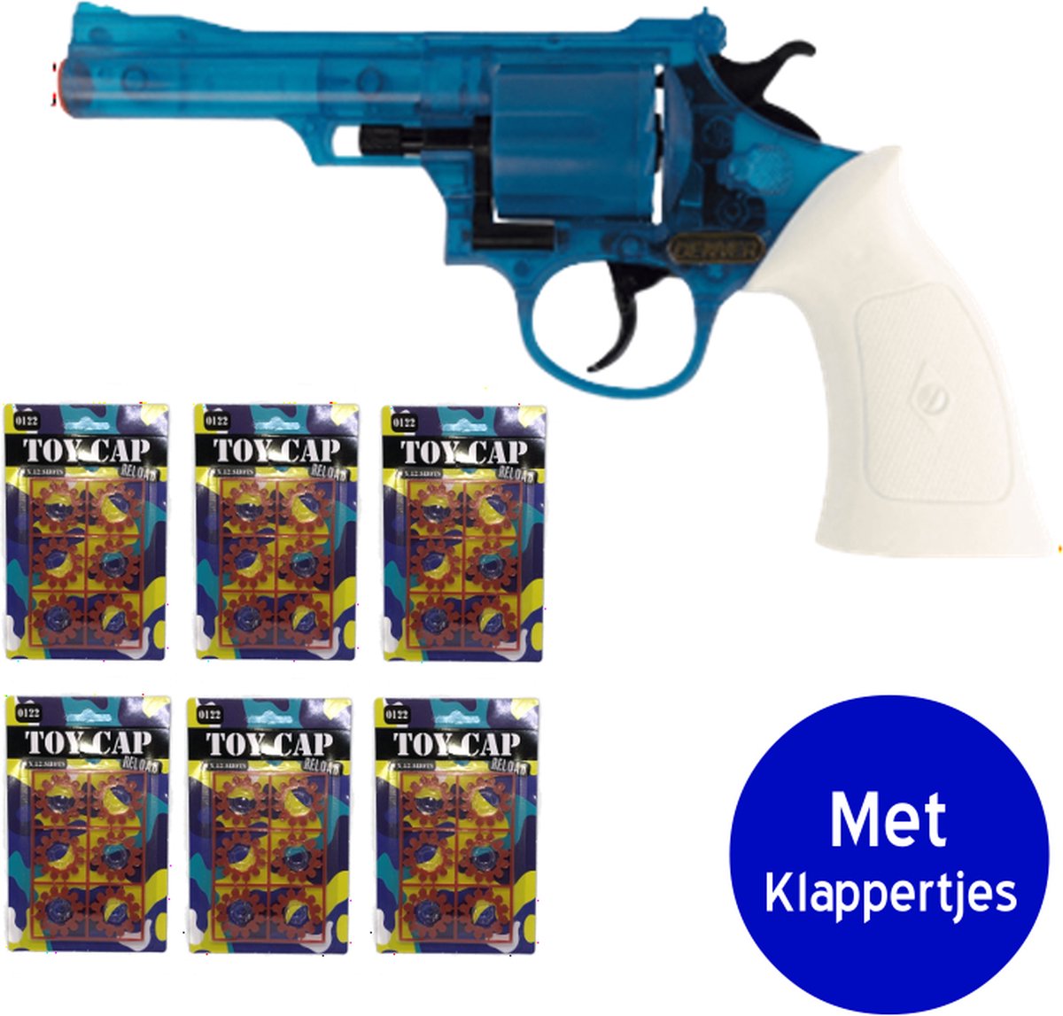 Denver Klappertjespistool blauw 12 schots met 432 shots klappertjes 6x ...