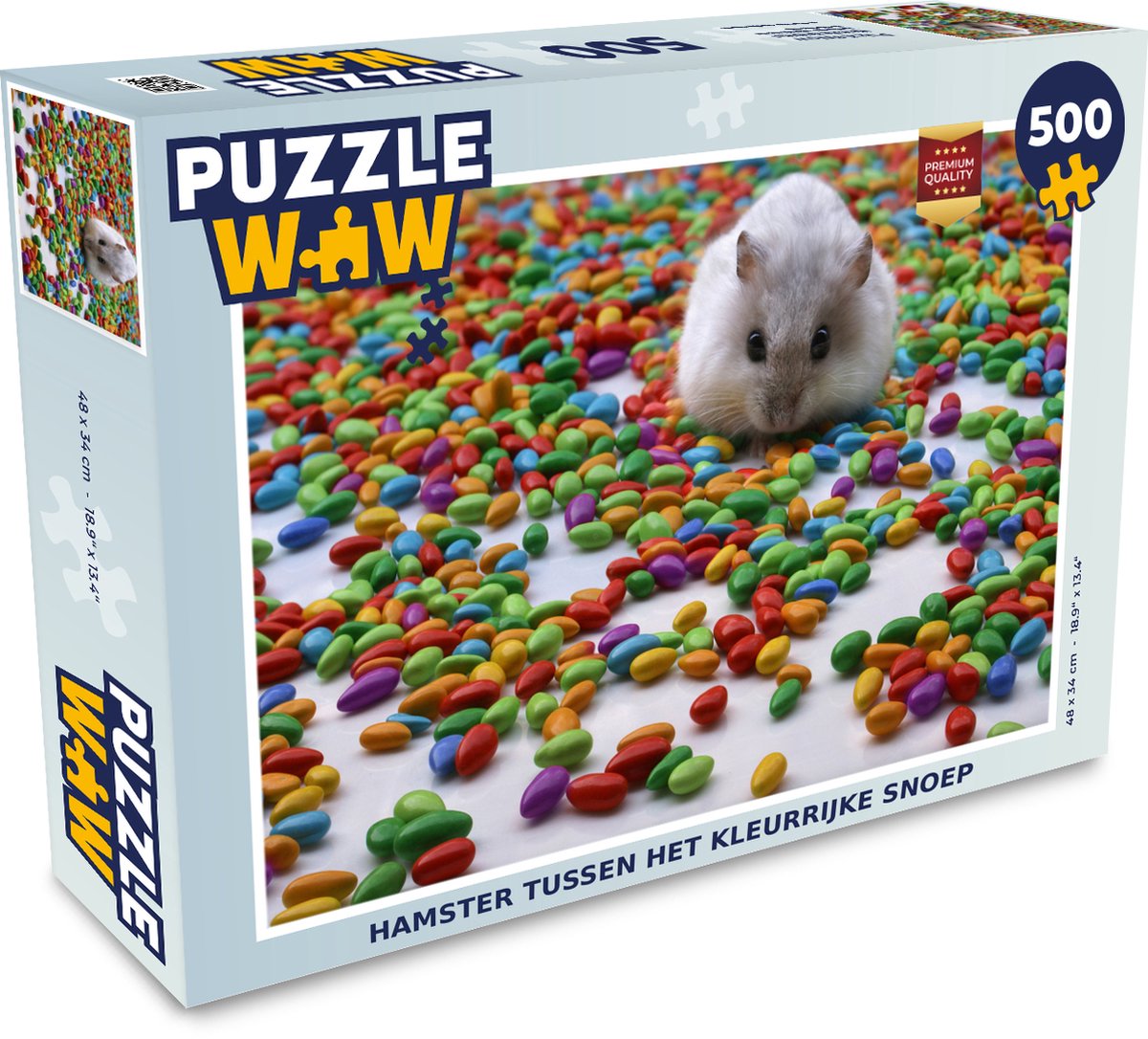 Puzzel Hamster tussen het kleurrijke snoep - Legpuzzel - Puzzel 500 ...