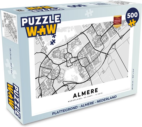 Puzzel Plattegrond - Almere - Nederland - Legpuzzel - Puzzel 500 ...