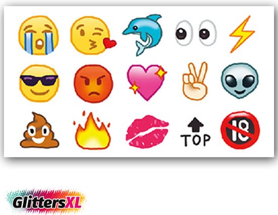 GlittersXL - Temporary Tattoo Emoji (11x6cm) [Neptattoo - Tijdelijke ...