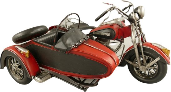 Decoratieve Motor Zijspan - Miniatuur 36x23x18cm - Rood/Zwart - Model ...