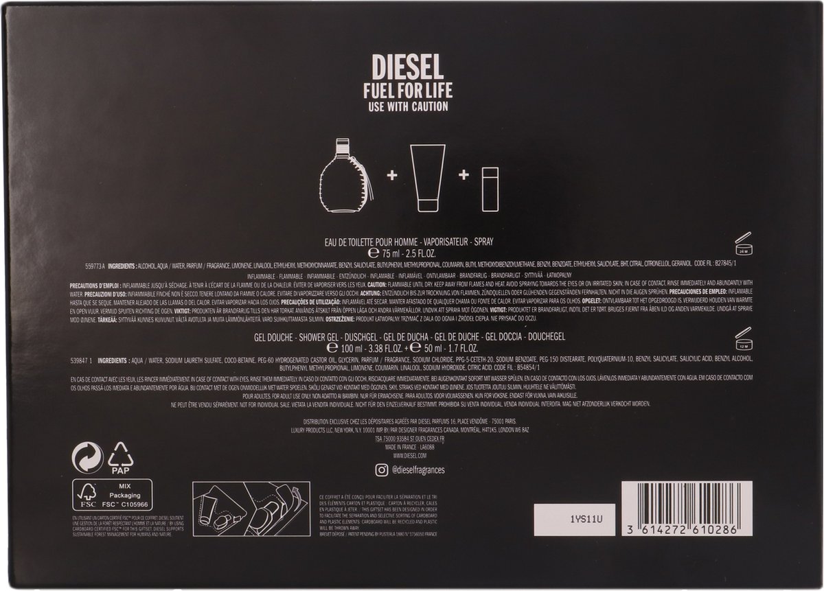 Diesel Fuel For Life Pour Homme Geschenkset 225 ml | bol.com