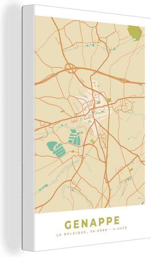 Toile Peinture Carte - Vintage - Plan d'Etage - Plan de Ville - België ...