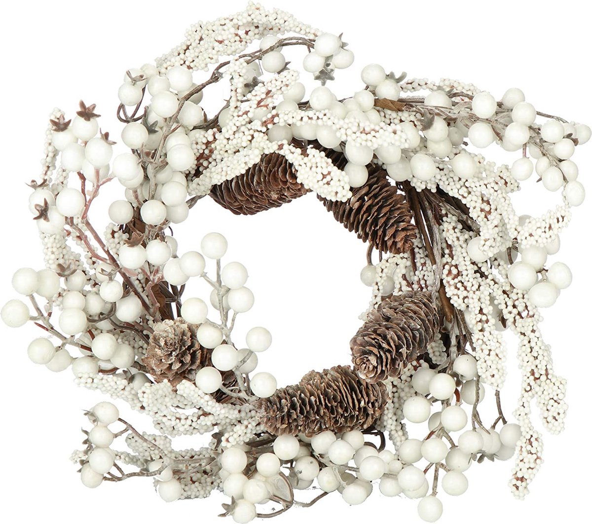 Kerstdeurkrans - Adventskrans met dennenappels en witte bessen ...