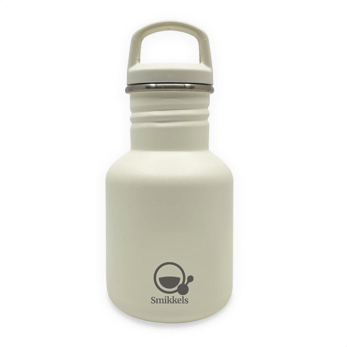 Smikkels RVS Drinkfles 350ml - Zacht wit - Met afsluitdop en rietjesdop ...