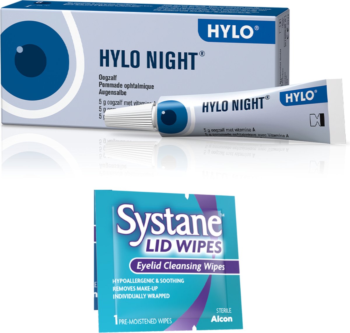 HYLO NIGHT® 5g Oogzalf Nacht Bescherming Droge Ogen + 1 Stuk Systane ...