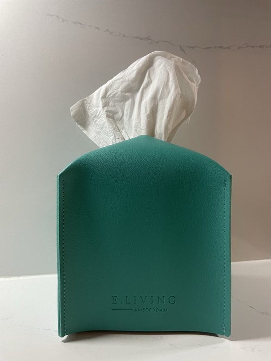 E.Living - Turquoise kleur - NIEUW LUXE Leren Tissuehouder - Tissues ...