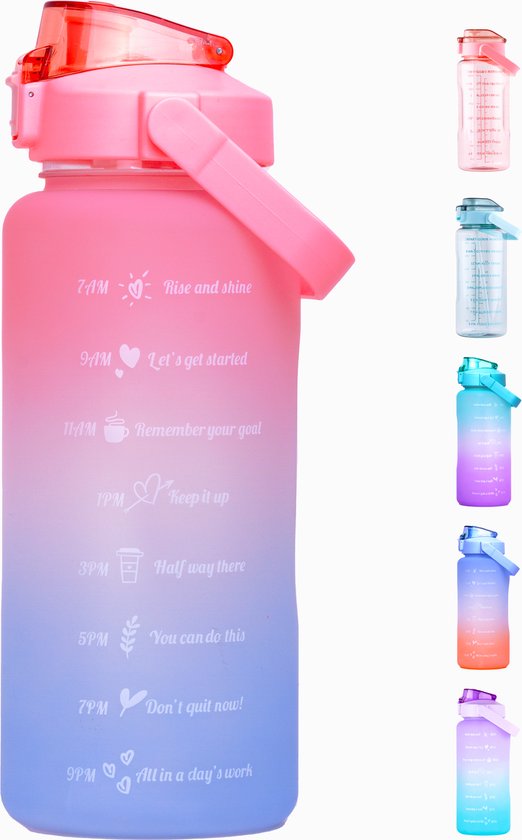 By Bresi - Waterfles 2 liter Roze/Blauw - gratis armband! - Waterfles ...