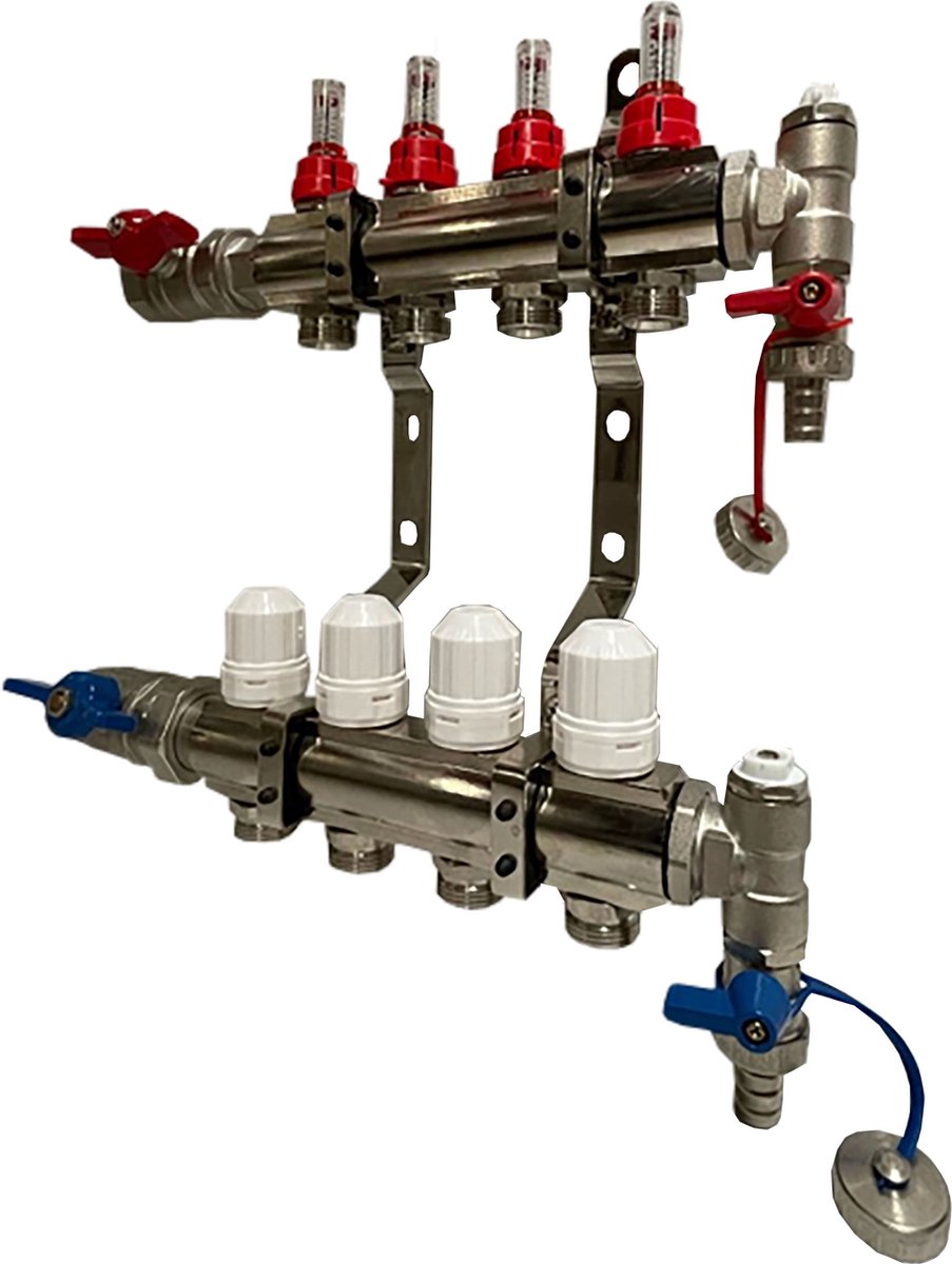 RVS 4 groep vloerverwarming verdeler | bol.com