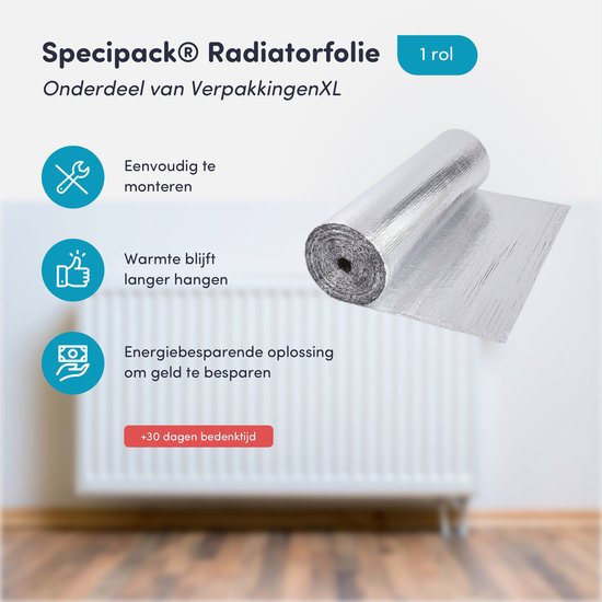 Radiatorfolie - 500cm x 50cm - Verwarming isolatiefolie - Bevestiging ...
