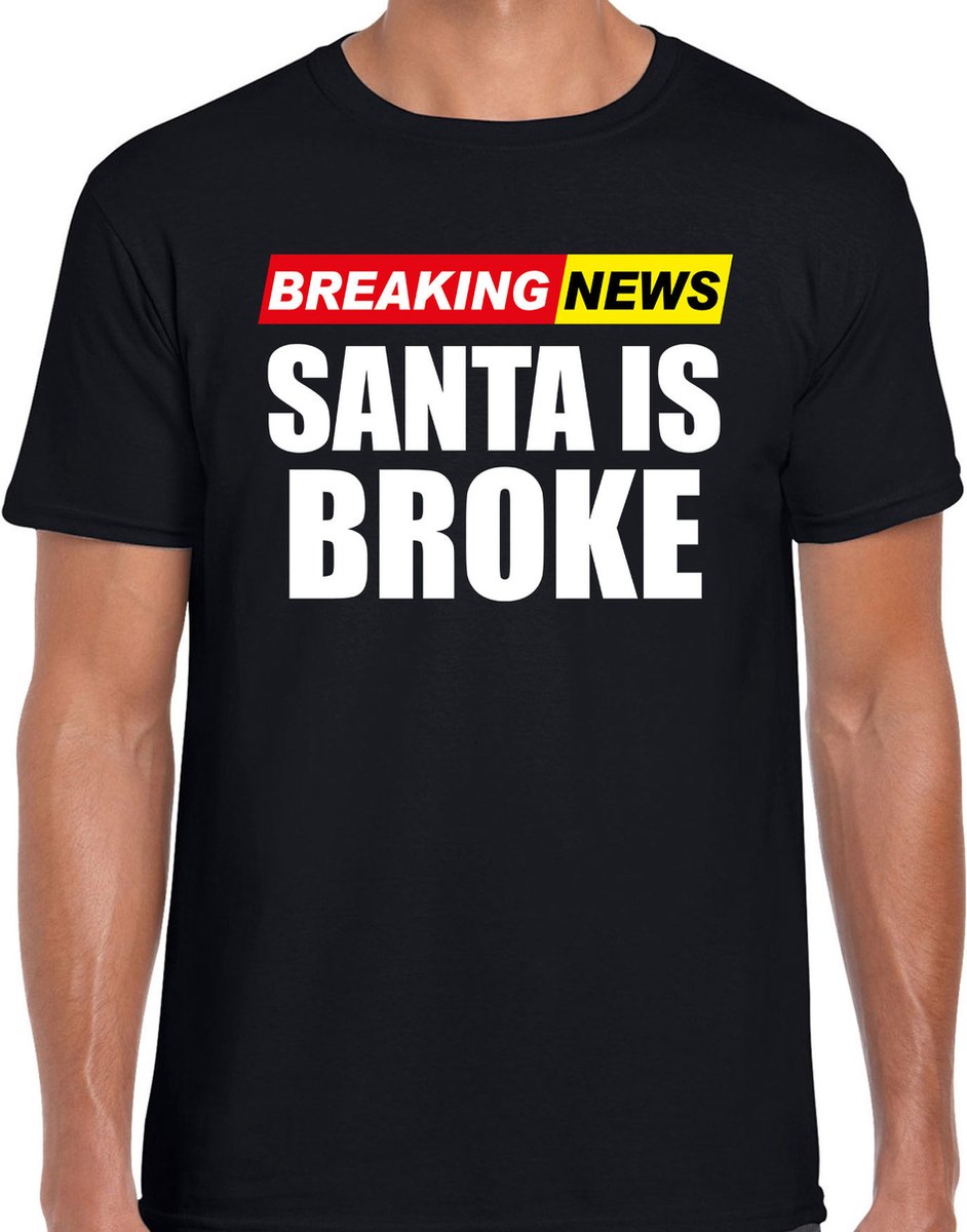 Bellatio Decorations Foute Humor Kerst T Shirt Breaking News Broke