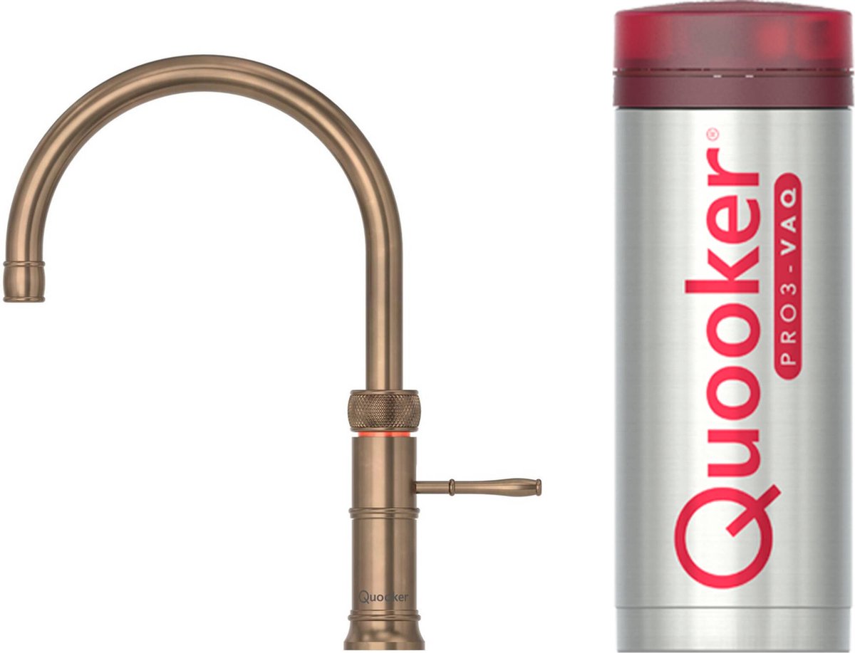 Quooker Classic Fusion Round Messing Patina met PRO3 boiler 3-in-1 ...