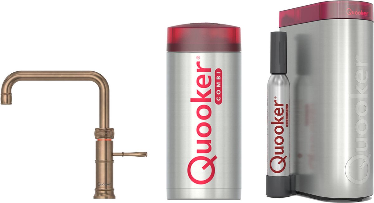 Quooker Classic Fusion Square Messing Patina met COMBI boiler en CUBE ...