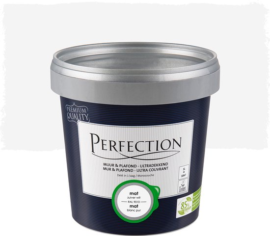 Perfection Muur & Plafondverf - Mat - 1L - 10m² - RAL 9010 - Puur wit | bol