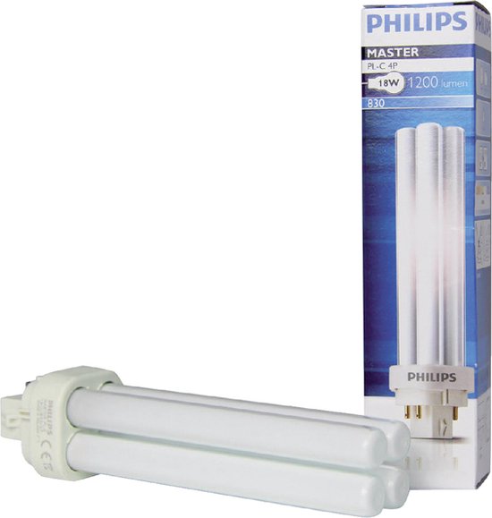 Spaarlamp Philips CorePro PL-C 4P 18W - 1200 Lumen 830 warm wt - 10 stuks | bol