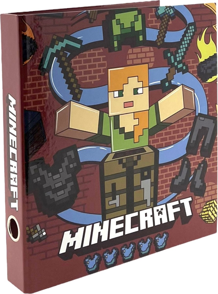 Minecraft Ordner - Ringband A4 - Incl. 100 vel Gelinieerd Papier | bol.com
