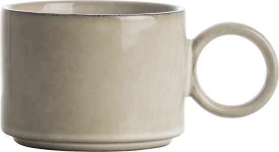 Gusta - Mok - Beige - 180ml - met Oor - Vintage look - ø8,2x6cm | bol
