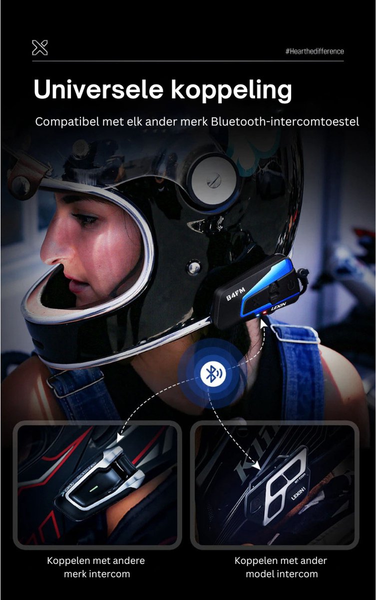 LooMar Intercom Motor Helm - Motorhelm Headset - Bluetooth Intercom ...