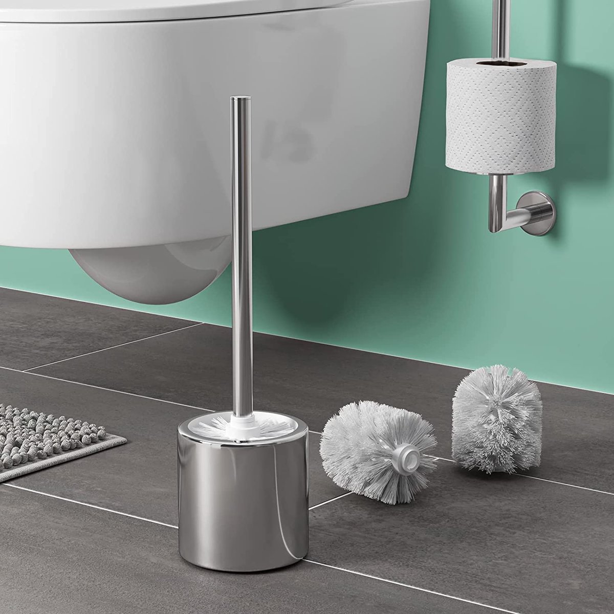 WELLGRO 5 x roestvrijstalen wc-borstel wit - vervangende toiletborstel ...