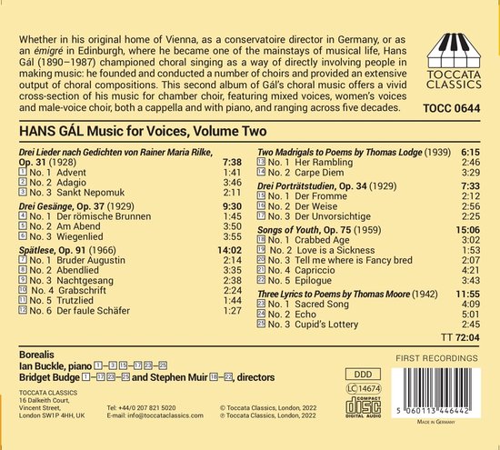 Borealis, Ian Buckle, Bridget Budge, Stephen Muir - Gál: Complete Music ...