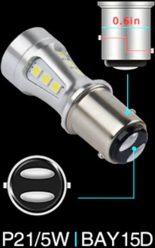 TLVX BAY15D 1157 P21/5W High Power LED Rood Canbus Achterlicht ...