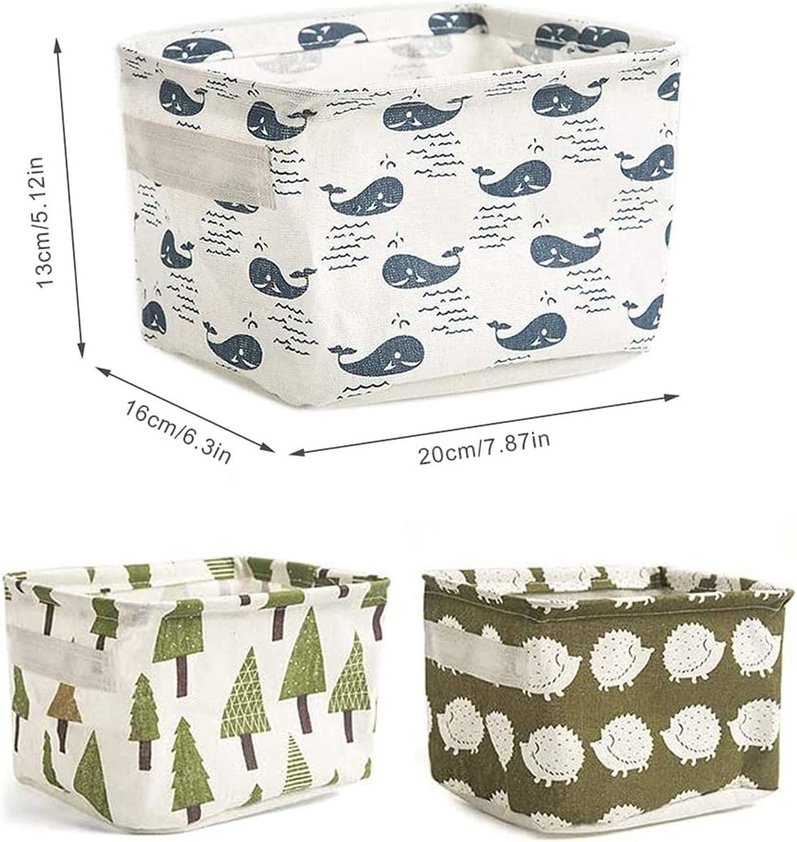 ZEACCT Set van 4 Opvouwbaar Mini Vierkant Opbergmanden， Linnen ...