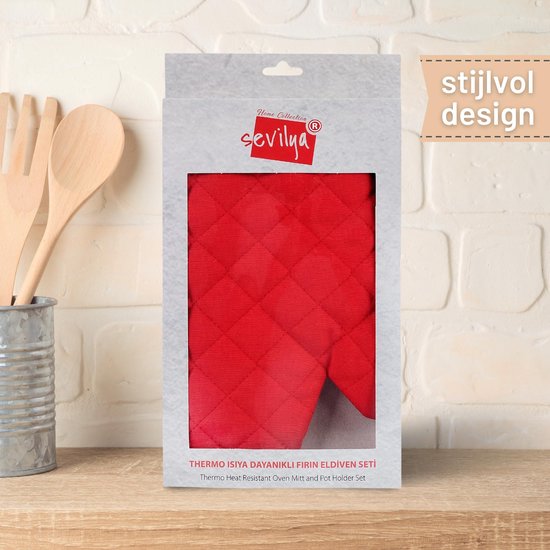 Sevilya Ovenwant met Pannenlap verpakt- Rood Katoen, Thermolite ...