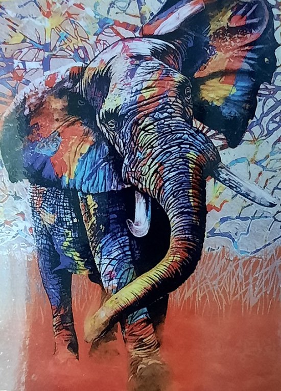 Diamond painting olifant gekleurd zeer mooi 40 x 50 cm volledige ...
