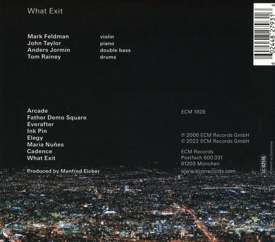 Mark Feldman, John Taylor, Anders Jormin, Tom Rainey - What Exit (CD), John Taylor |... | bol.com