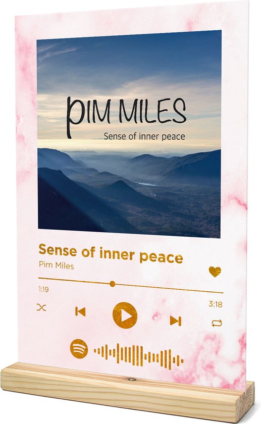 Songr Spotify Plaat - Sense of inner peace - Pim Miles - 20x30 - Roze ...