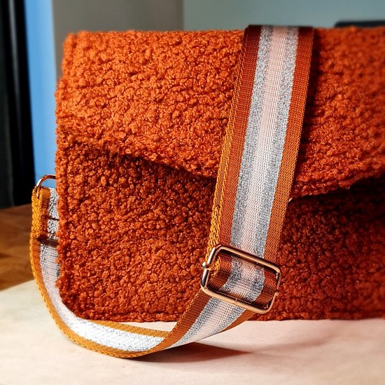 Yehwang - handtas teddy terra cotta - handtas - teddy stof | bol.com