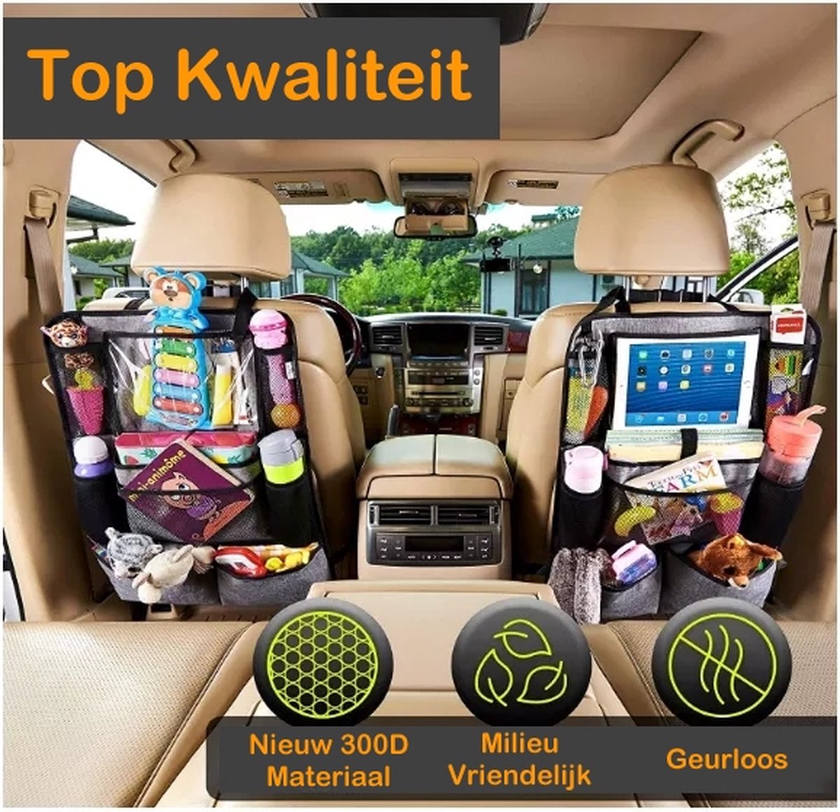 Luxyana® AO24PG Premium Autostoel Organizer met Tablet Houder | bol.com