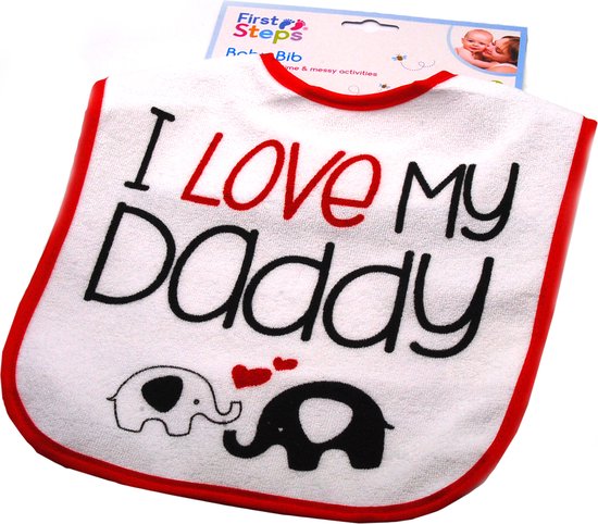 First Steps baby Slabbetje met tekst I Love My Daddy en olifantjes ...