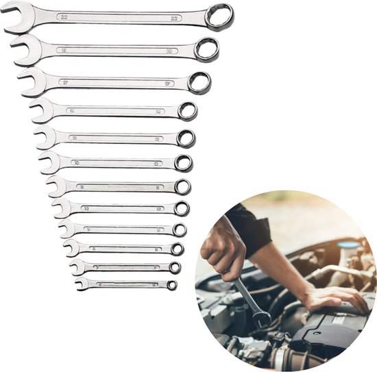 Cheqo® Steekringsleutelset - Ringsleutelset - Steeksleutelset - Chroom ...