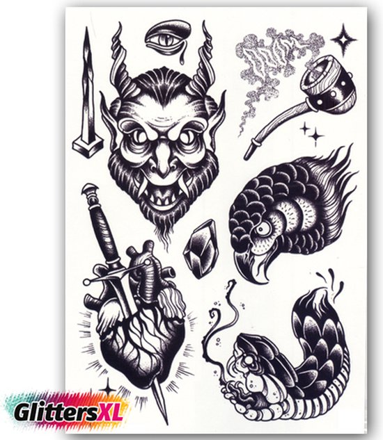 GlittersXL - Temporary Tattoo Duivel/Diablo (A5 formaat) [Neptattoo ...