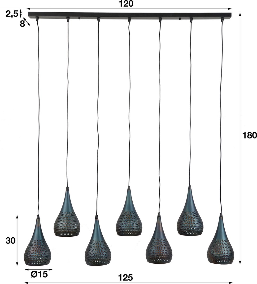 AnLi Style Hanglamp 7xØ15 druppel punch | bol.com